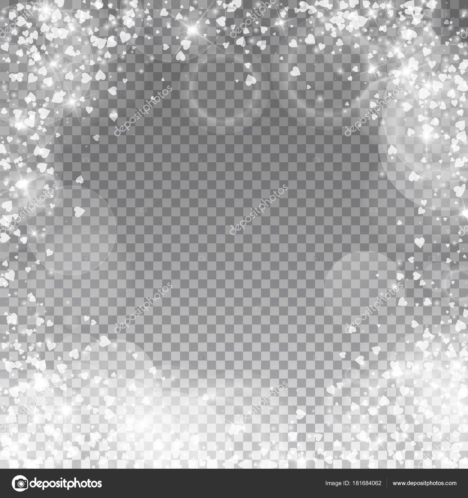 Falling hearts valentine background Round random frame on transparent ...