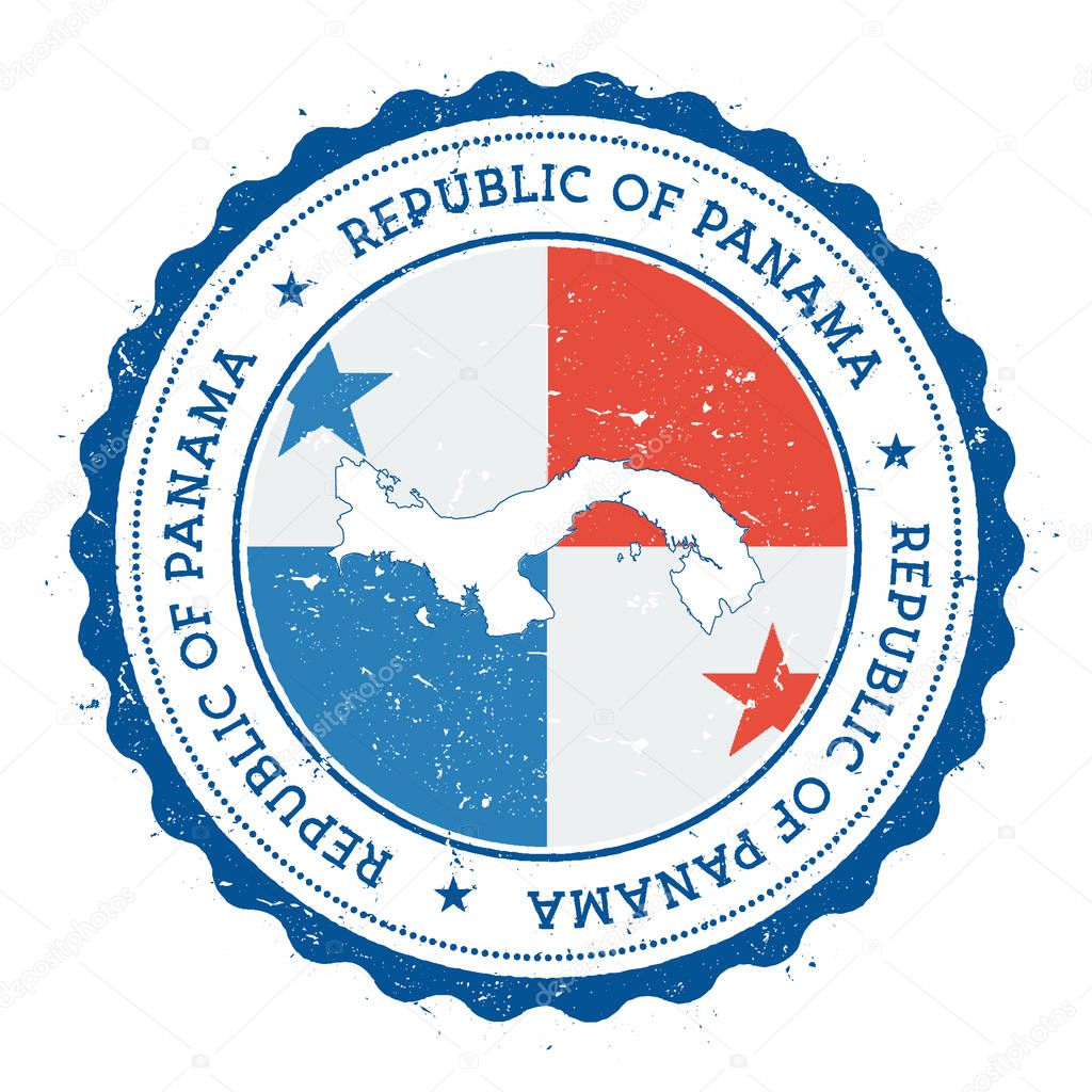 Panamá mapa y bandera en caucho vintage sello de colores del país ...