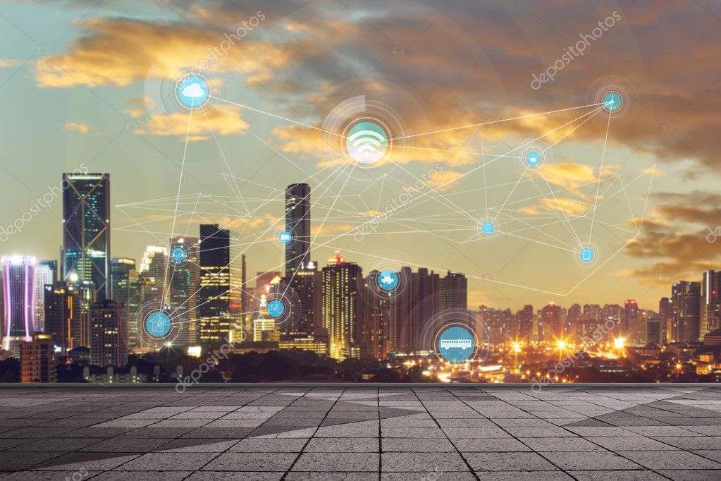 Smart city and wireless communication concept — Stock Photo ...