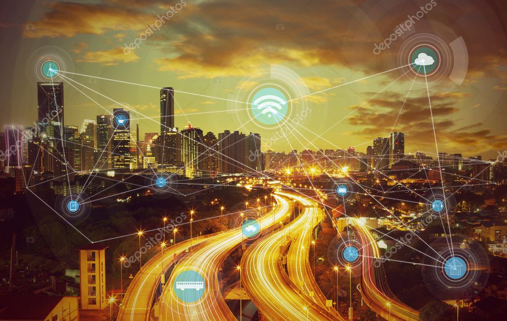 Smart city and wireless communication concept Stock Photo by ...