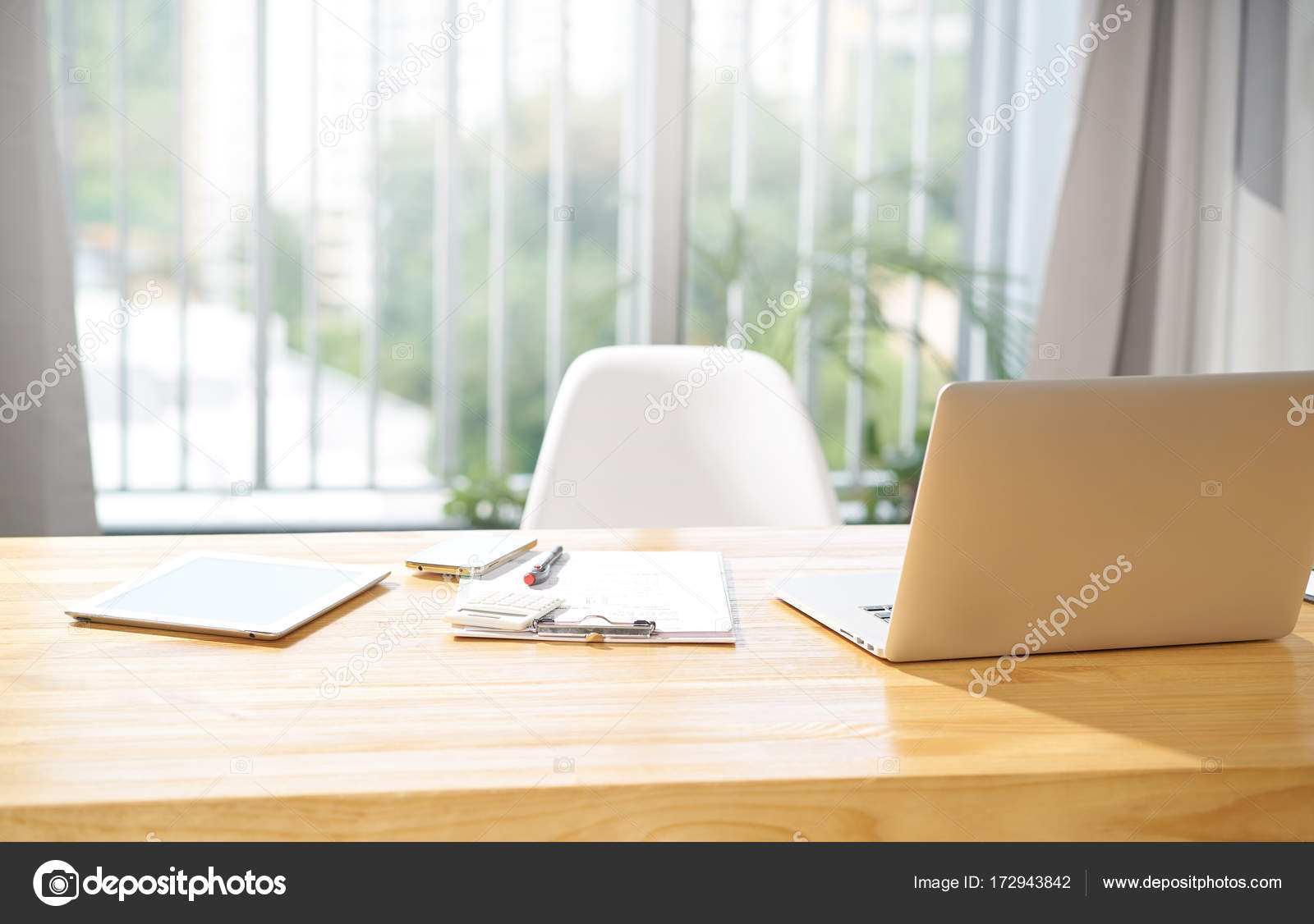 Empty Workspace Office Laptop Digital Tablet Smartphone Note Pen ...