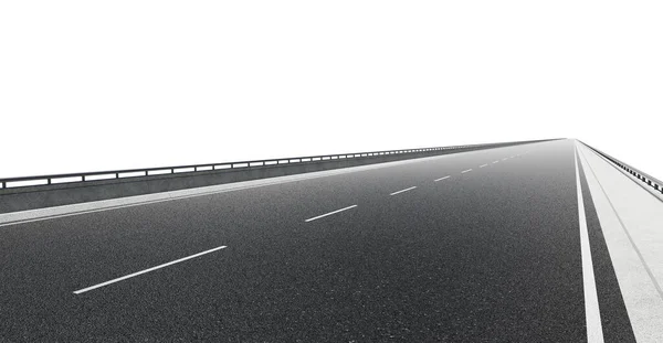 Asphalt Road Railings Isolated White Background Side Angle View — Stock ...