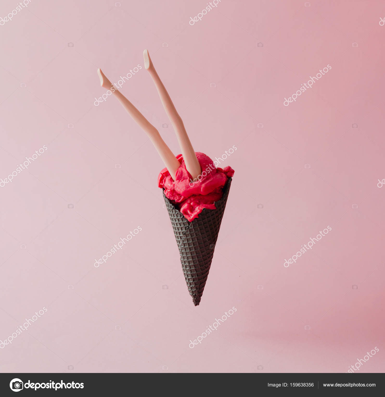 Doll legs in ice cream cone Stock Photo by ©Zamurovic 159638356