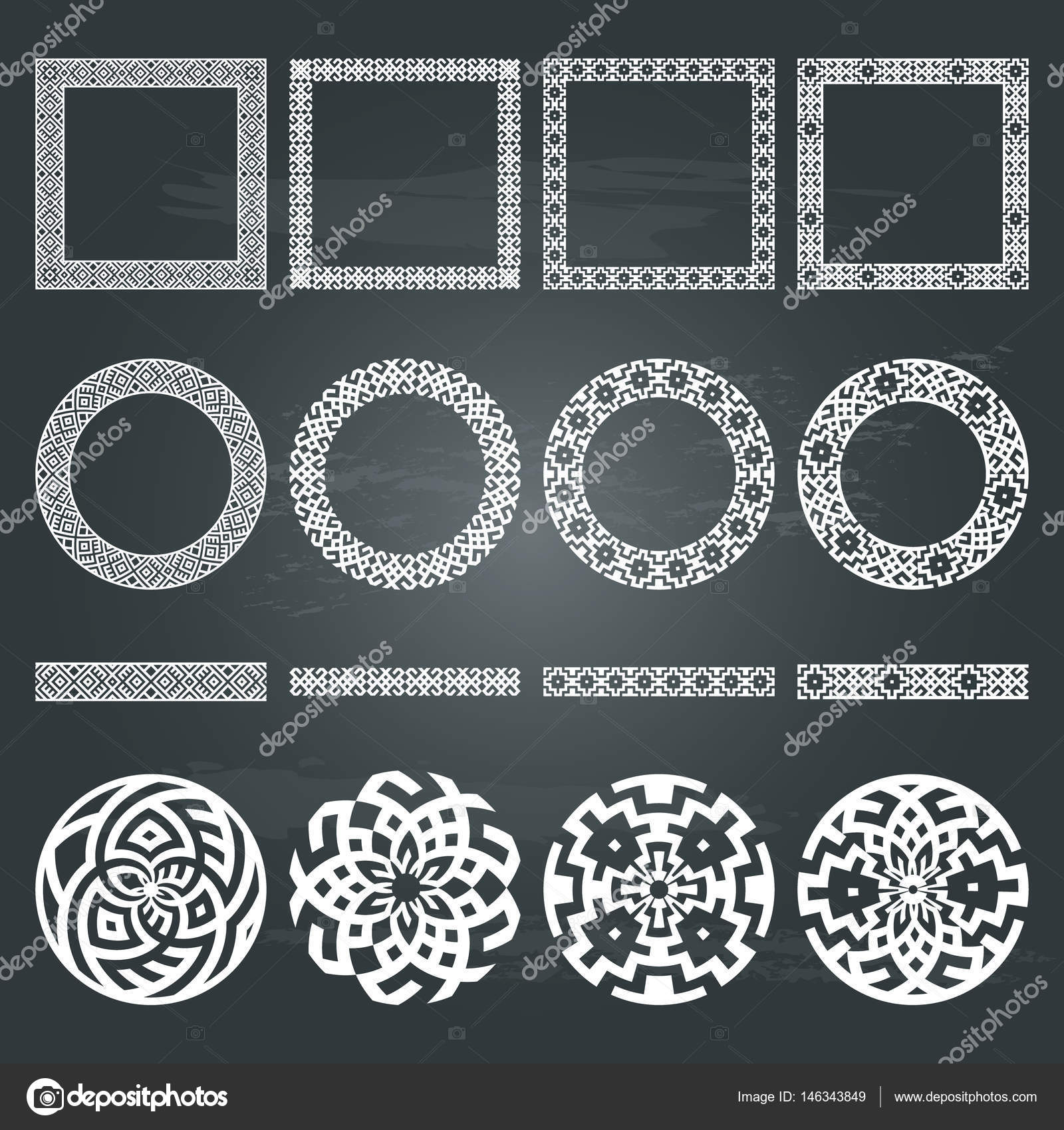 Ethnic borders set. Round and square frames. Stock Vector by ©Marymo ...