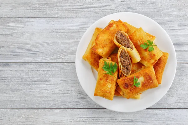 Crepes filled with minced Meat and liver Stock Photo by ©myviewpoint ...