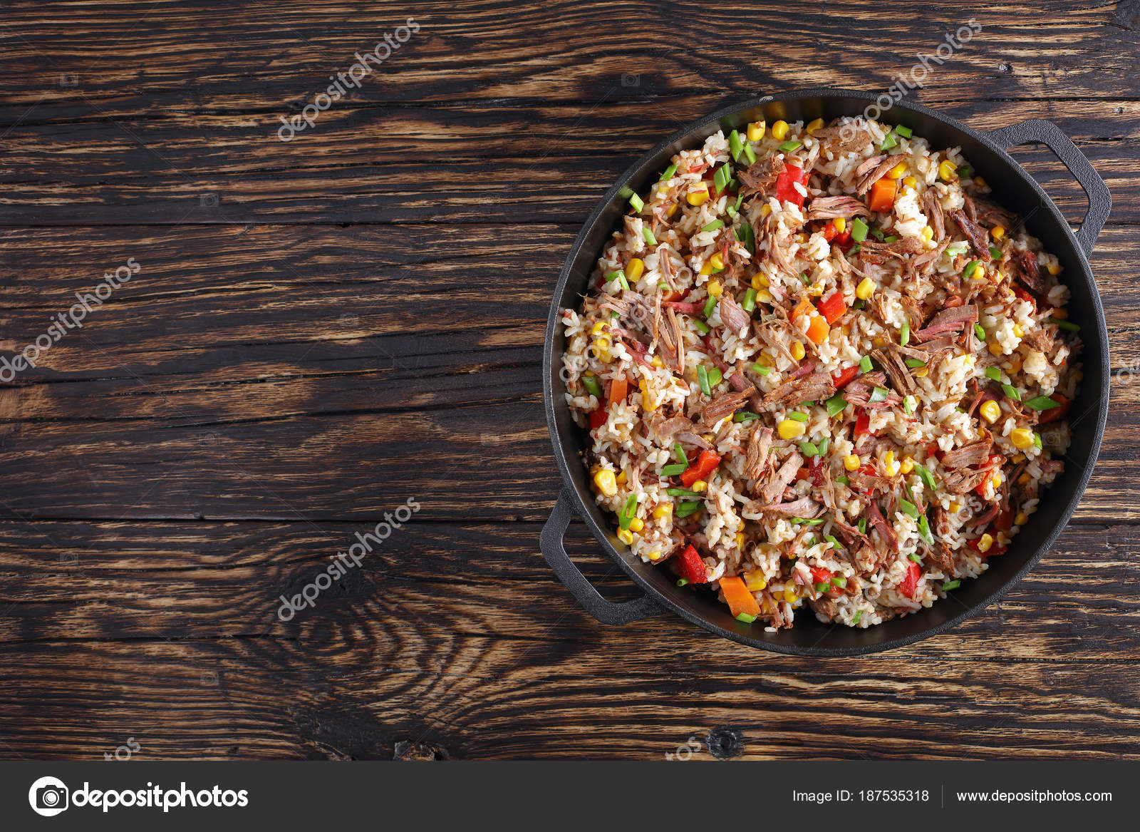 Shredded juicy Beef mixed with rice Stock Photo by ©myviewpoint 187535318