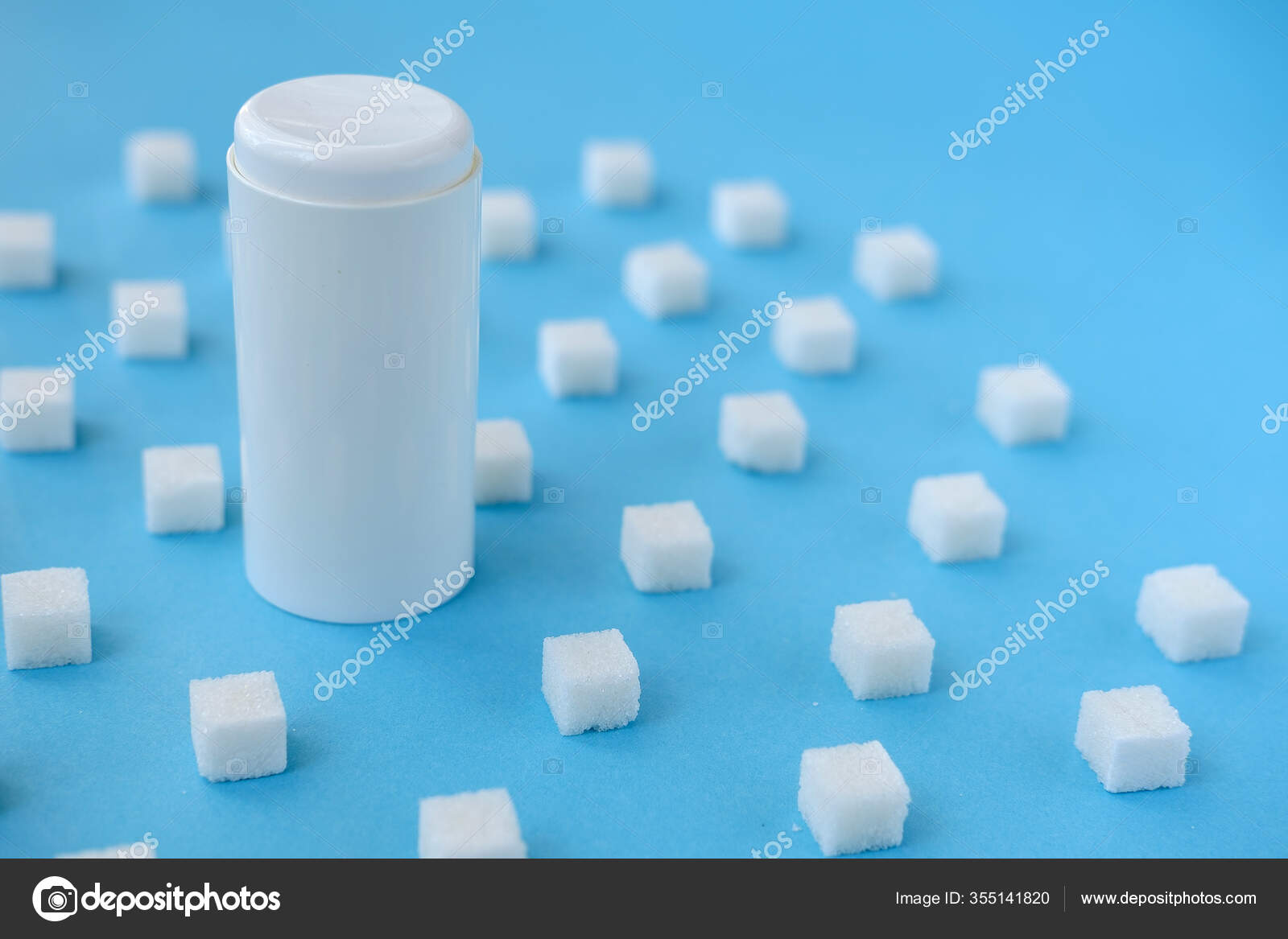 Sugar Cubes Sweetener Blue Background Diabetes Sugar Disease Unhealthy ...