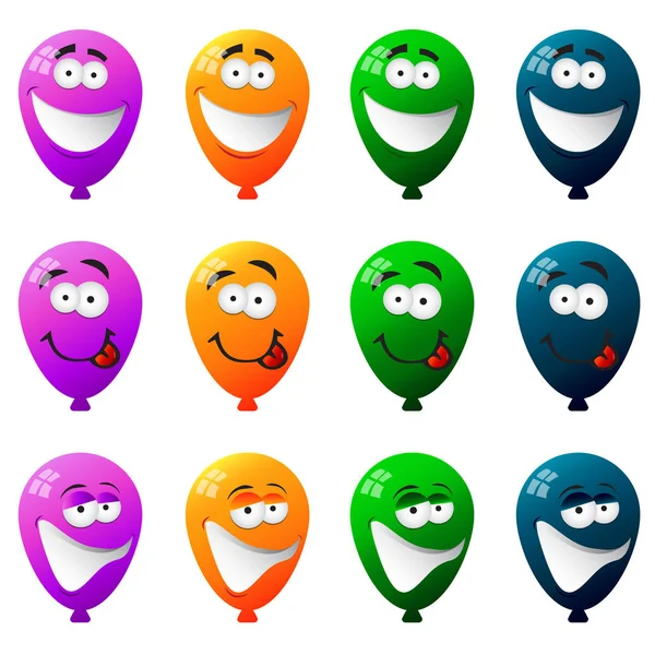 Funny cartoon balloons with comic faces — Stock Vector © lilu330 #111269772