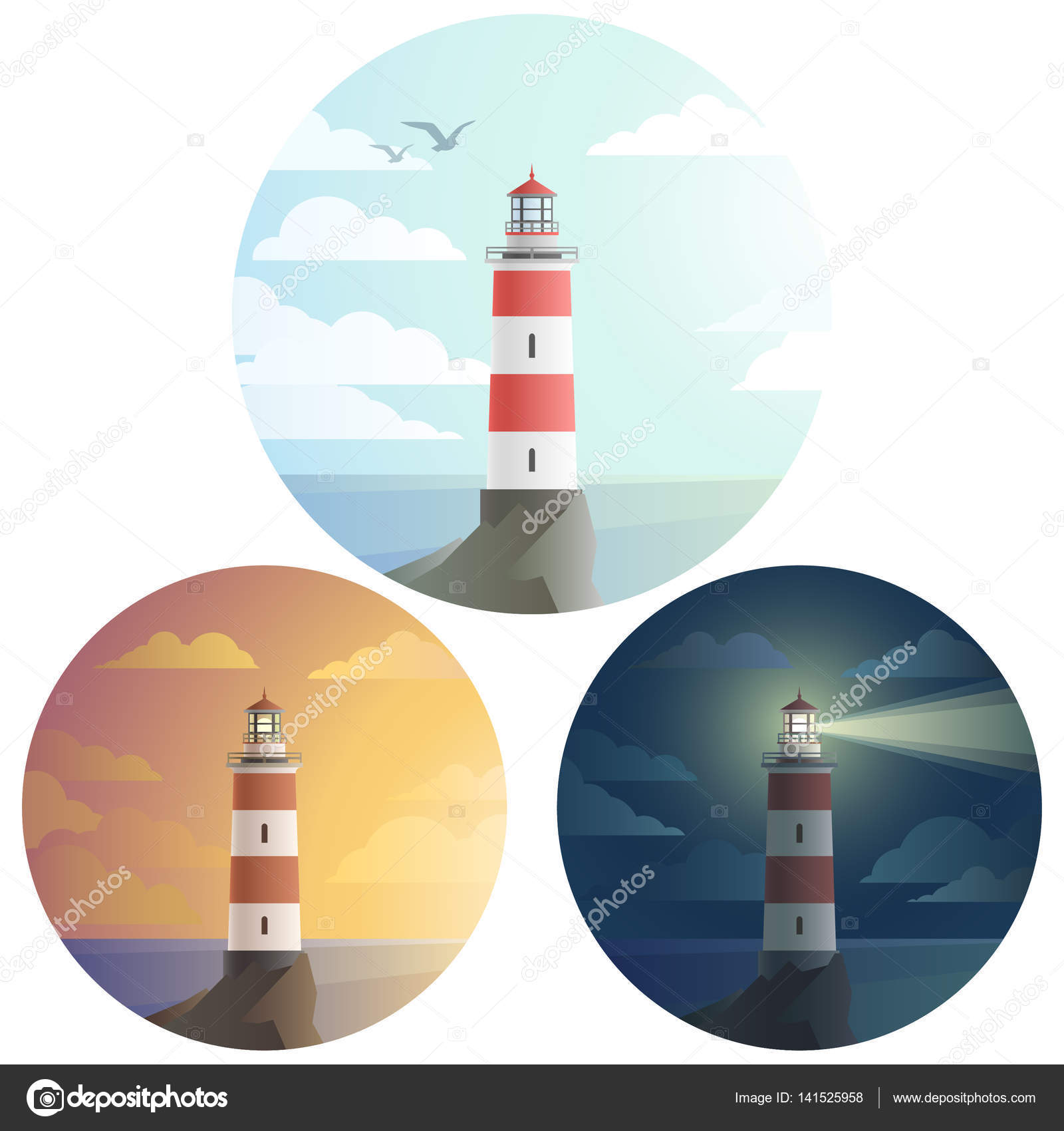 Set of tall lighthouses icons Stock Vector by ©fedor.p.e95.gmail.com 141525958