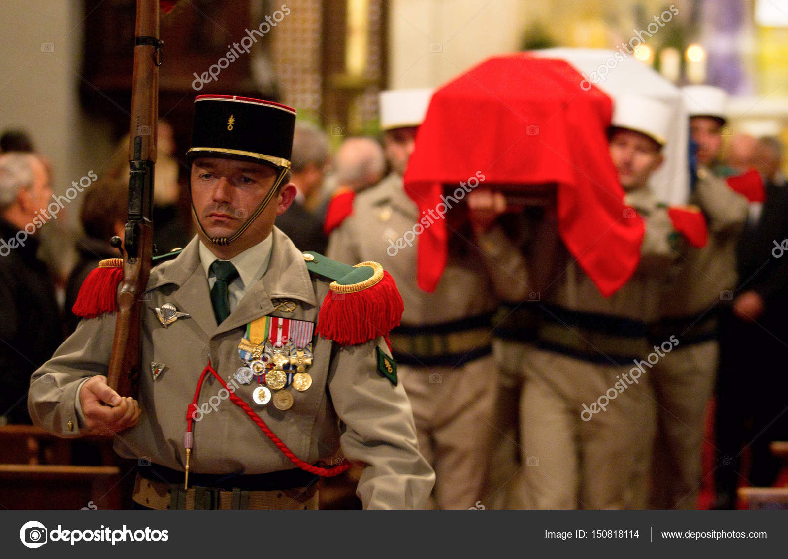Paris, France - October,2, 2011. Funeral of the honorary legionnaire ...