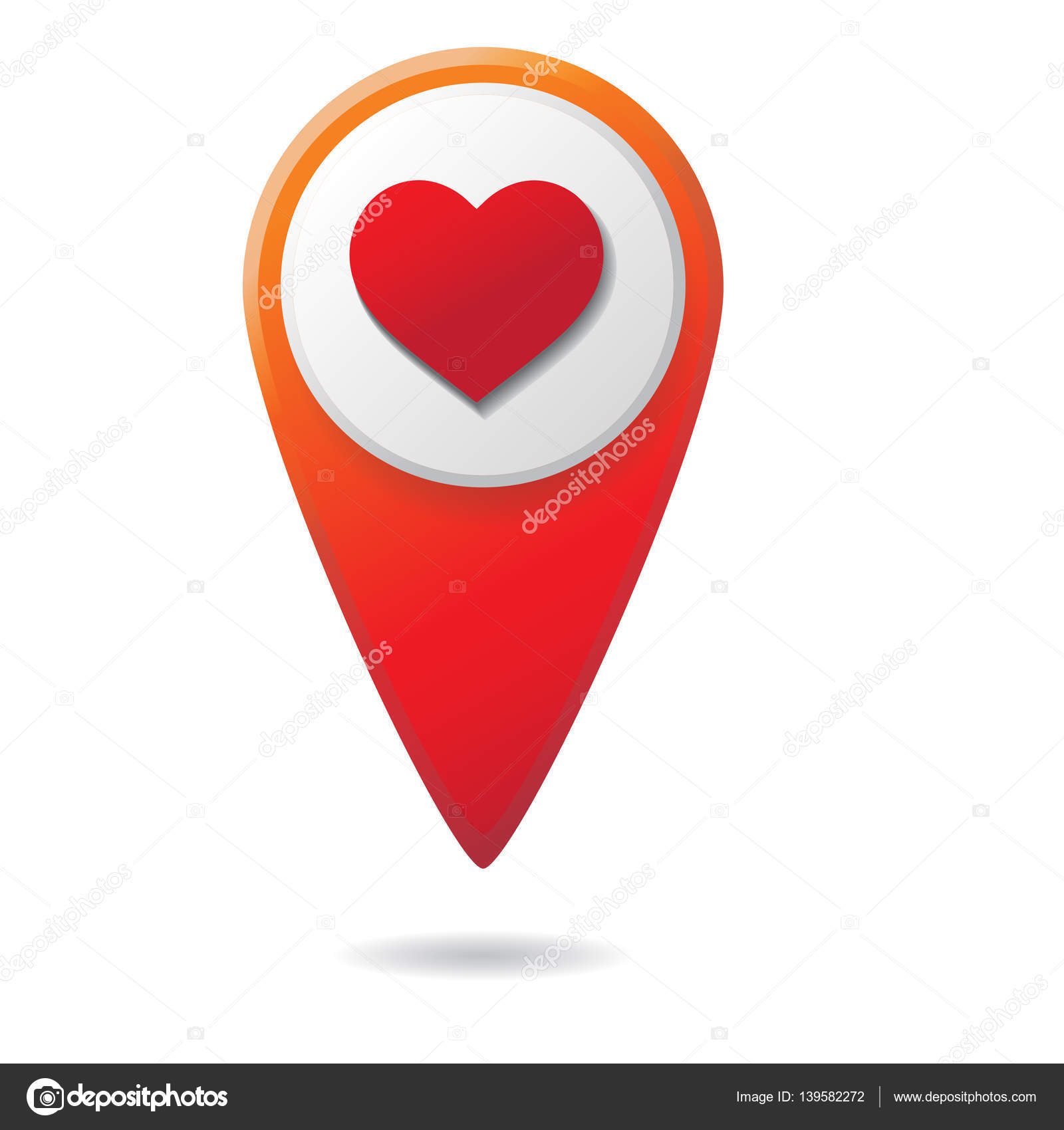 Map pointer with heart sign icons, vector illustration. Flat design ...