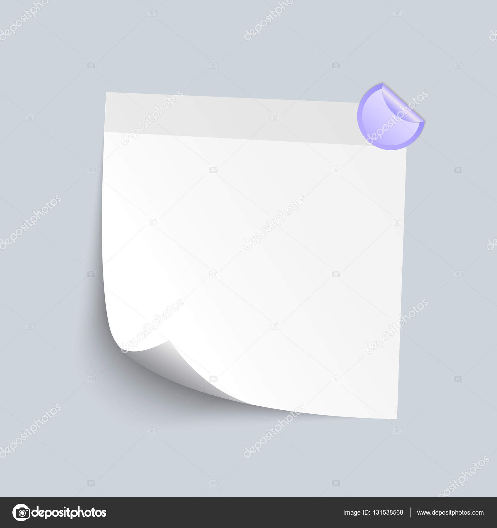 Blank White Sticky note isolate on gray background, vector illus Stock ...
