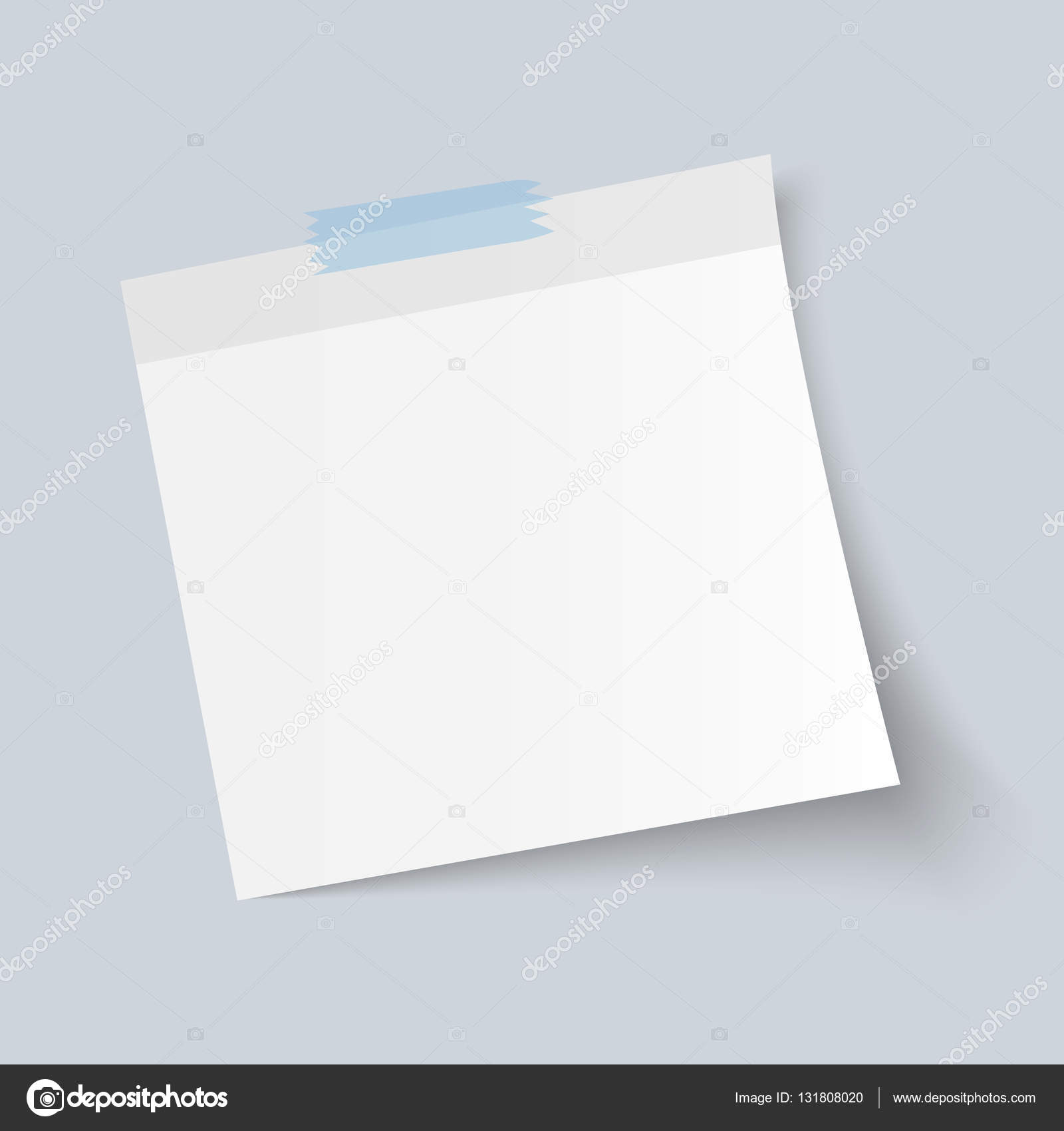 Blank White Sticky Note isolate on gray background, vector illus Stock ...
