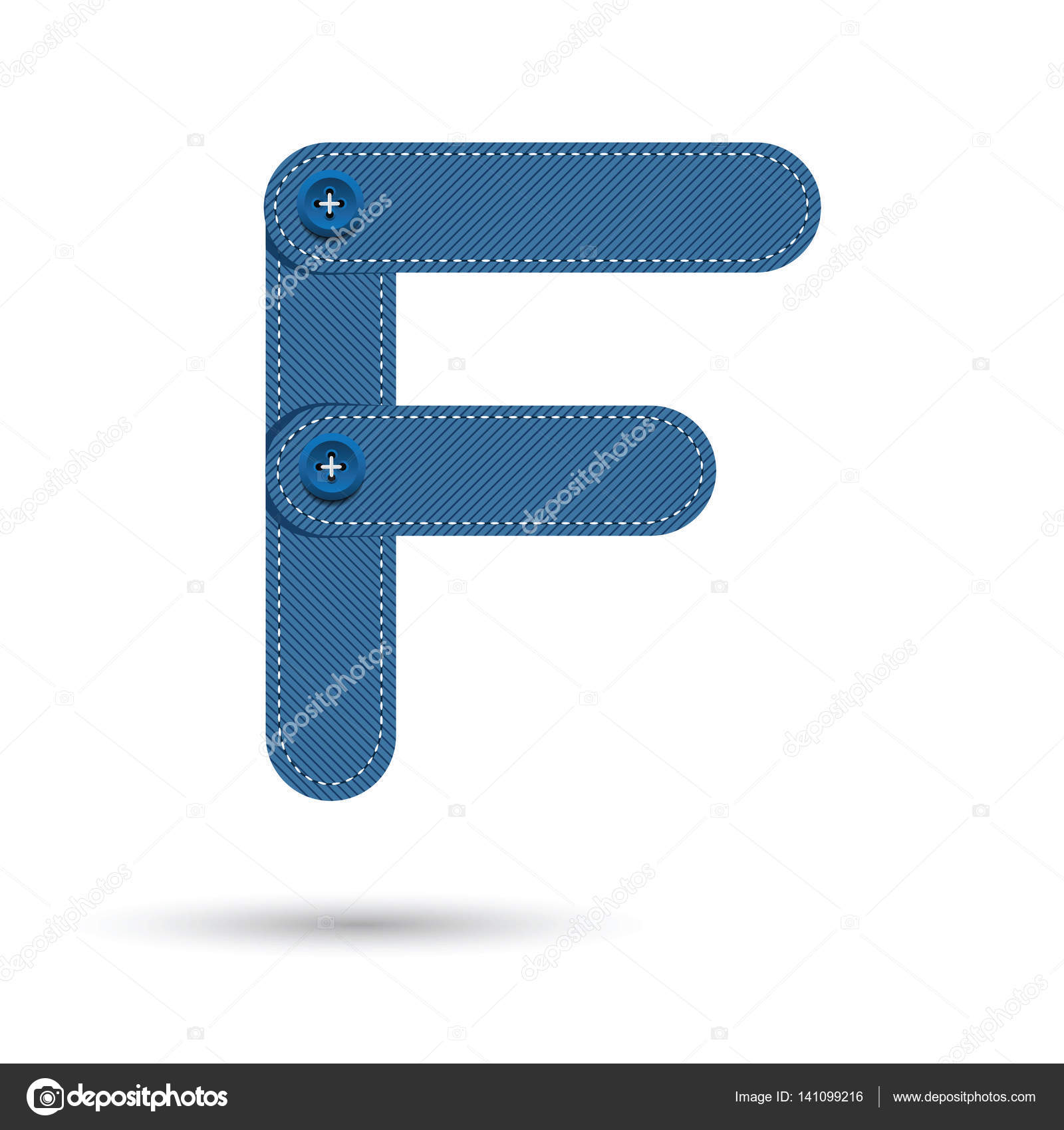 F font vector with blue Jeans on White background, Futuristic fo Stock ...