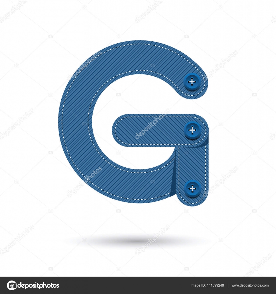 G font vector with blue Jeans on White background, Futuristic fo Stock ...