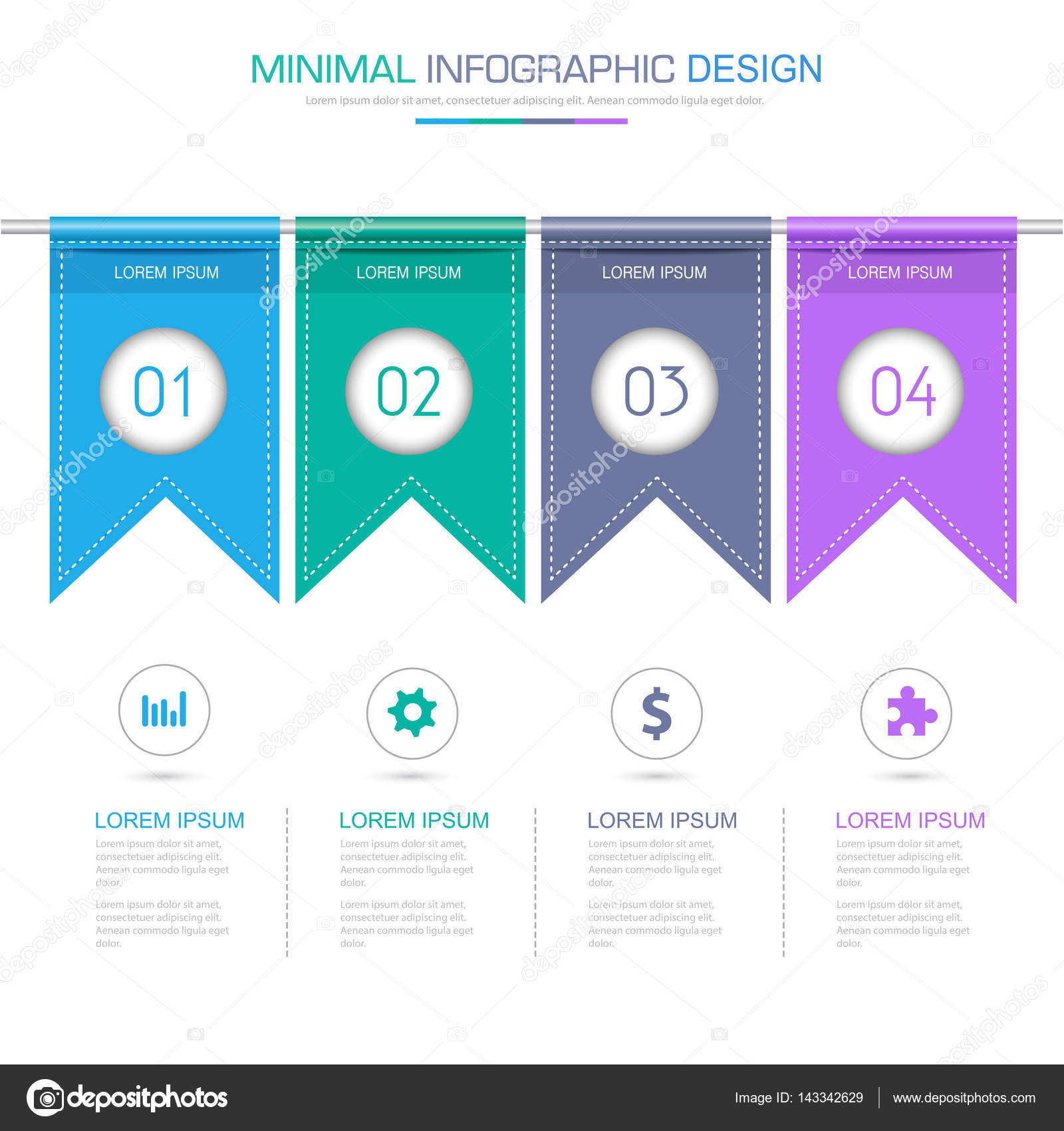 Flag Infographic Elements Business Icon Full Color Background Process ...