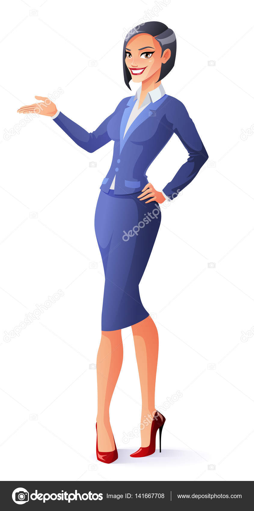 Vector beautiful smiling business woman in blue suit presenting. Stock ... Vector beautiful smiling business woman in blue suit presenting. Stock ...