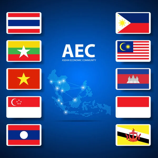 AEC, Asean Economic Community flags on blue background. Stock Vector Image by ©onmyespa #143834017