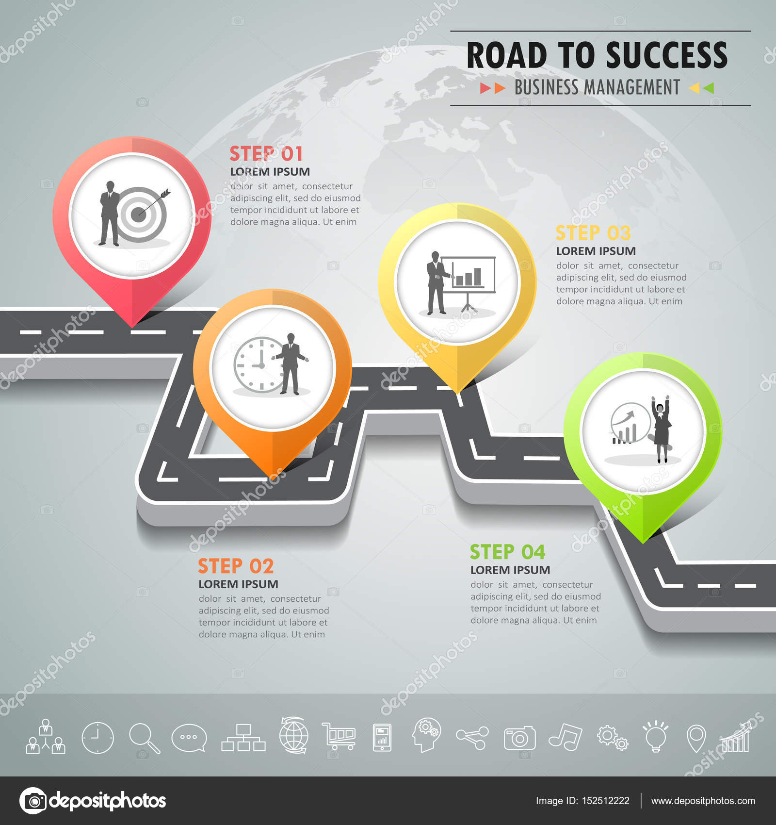 Road way infographic template 4 options. Stock Vector Image by ...