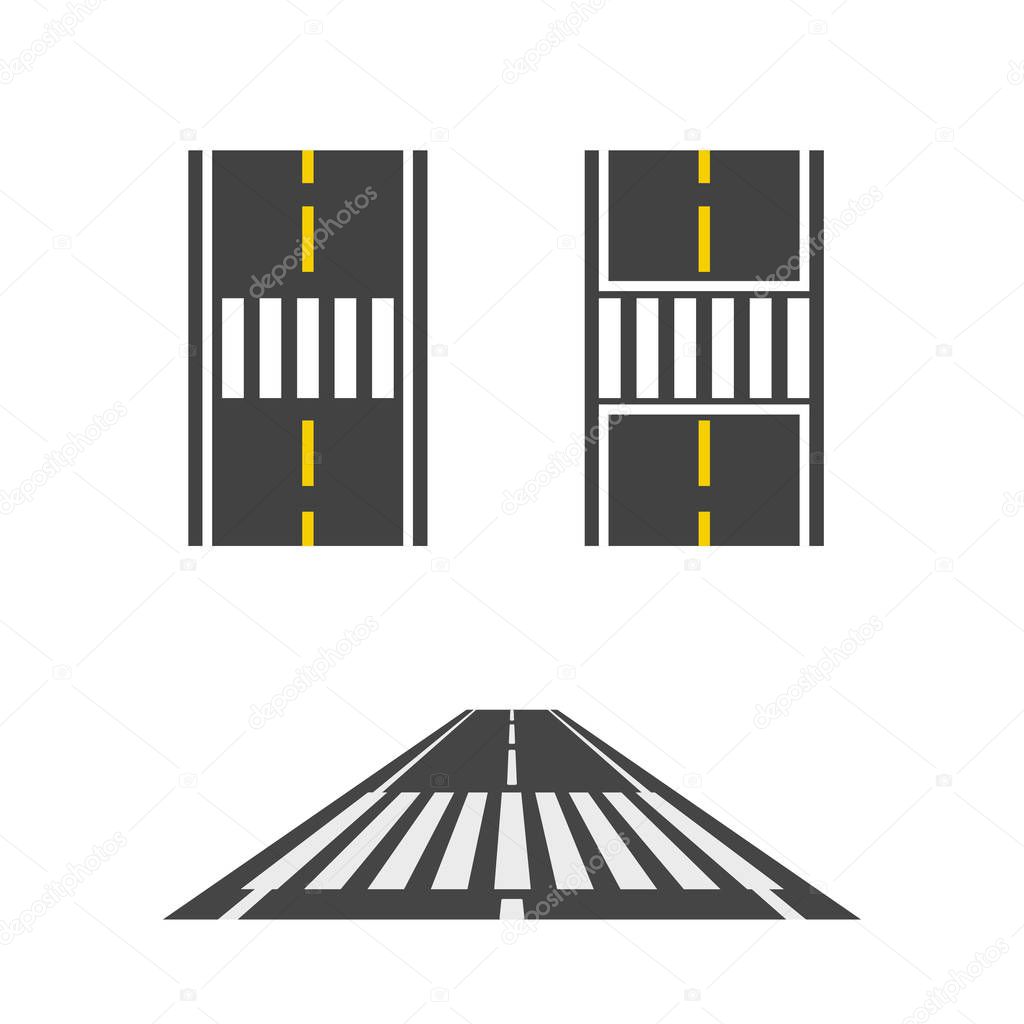 Pedestrian crossing on road top and perspective view vector ...