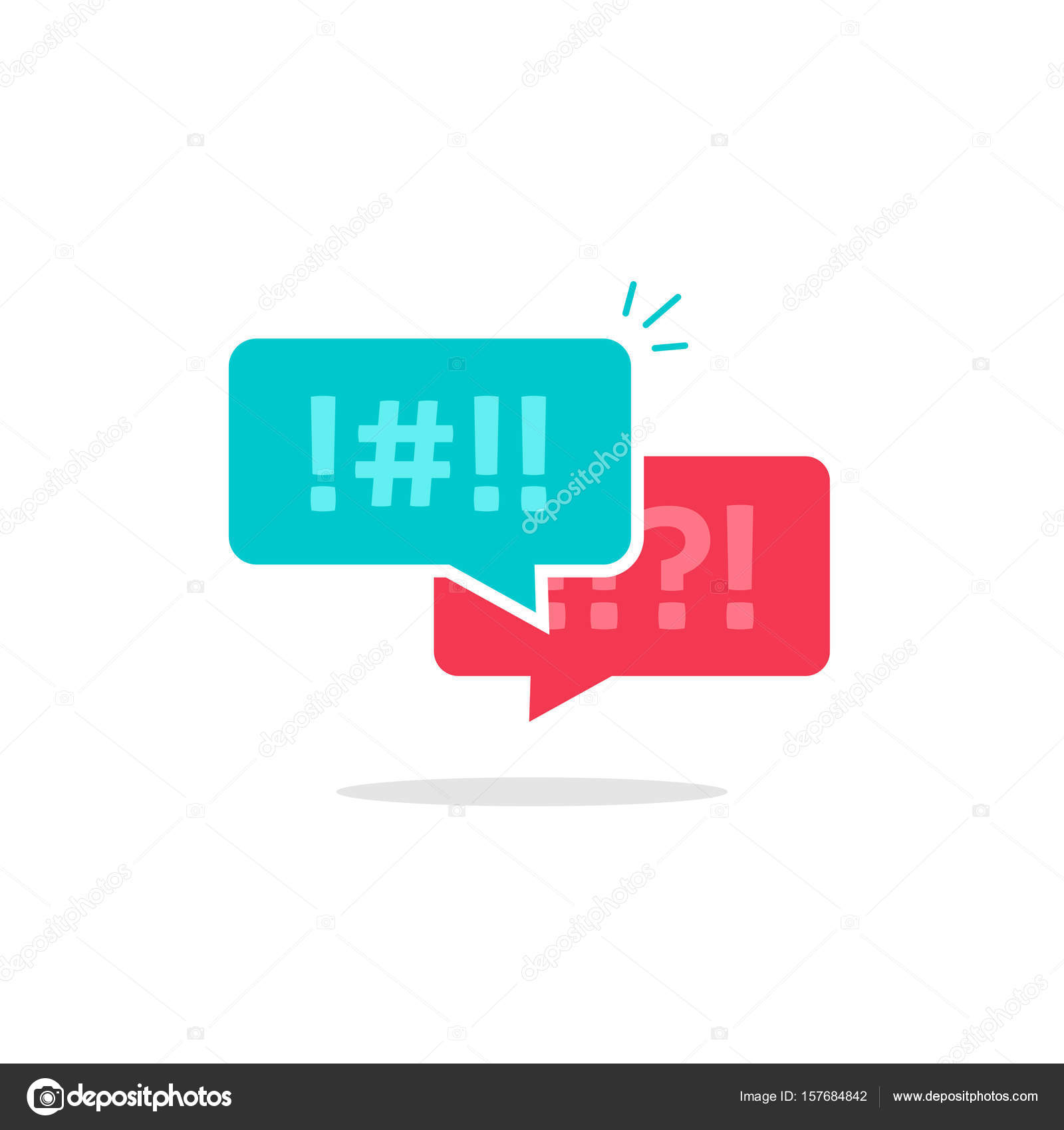 Argue chat bubbles icon vector, argument messages, rude dialog, arguing ...