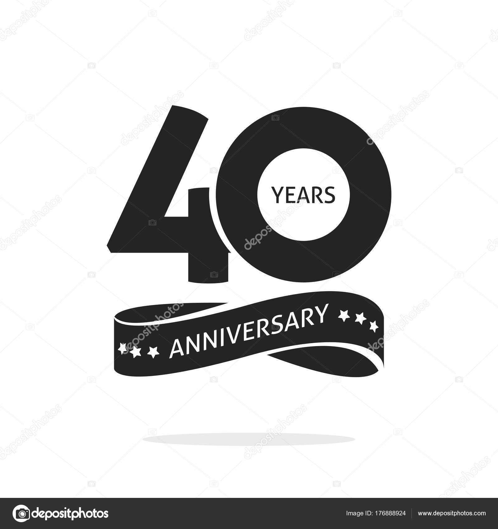 40 years anniversary logo template isolated, black and white stamp 40th ...