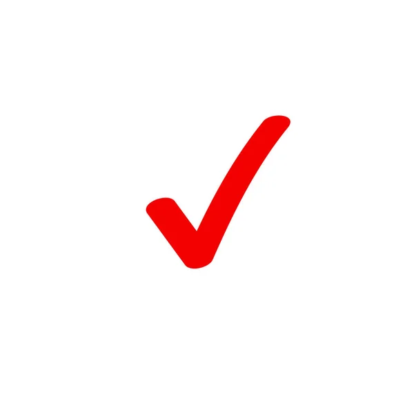 Tick icon vector symbol, marker red checkmark isolated on white ...