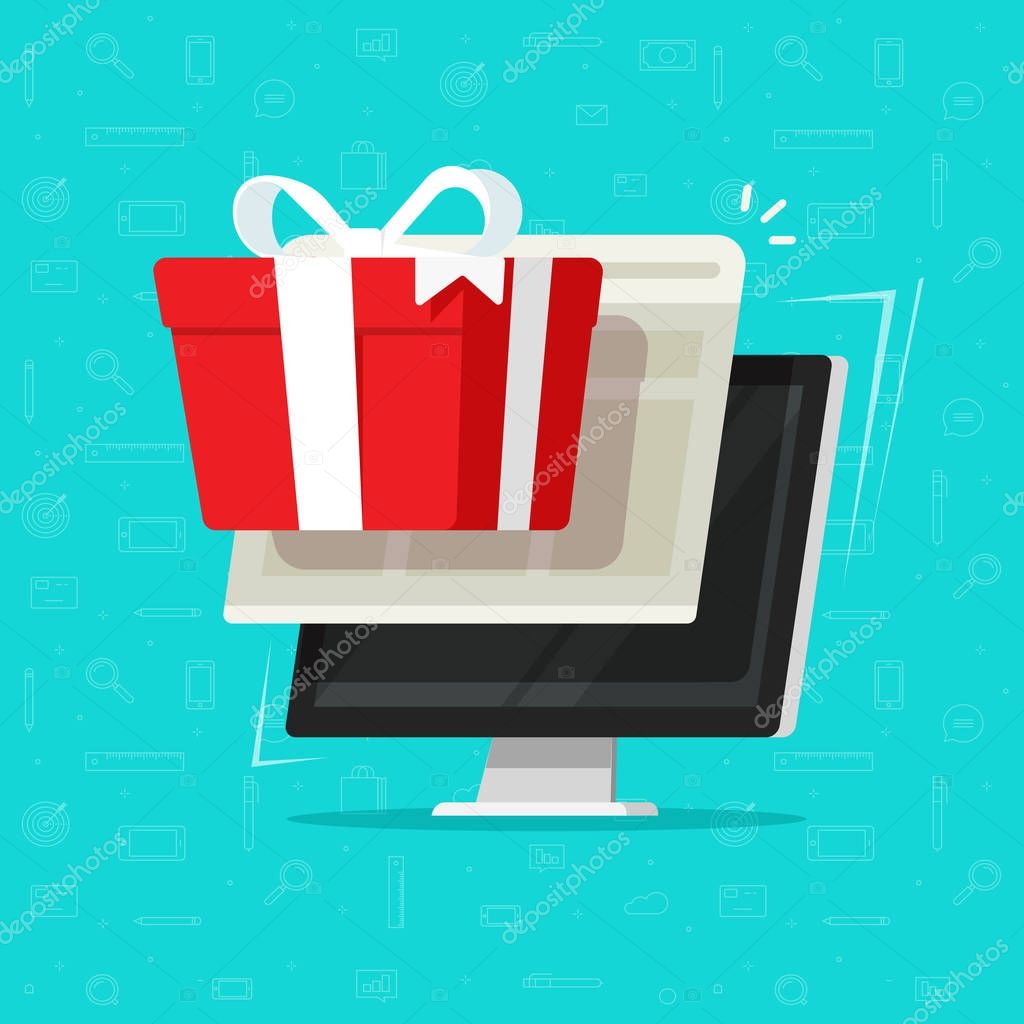 Regalo de ilustración de vectores de computadora, caja de regalo ...