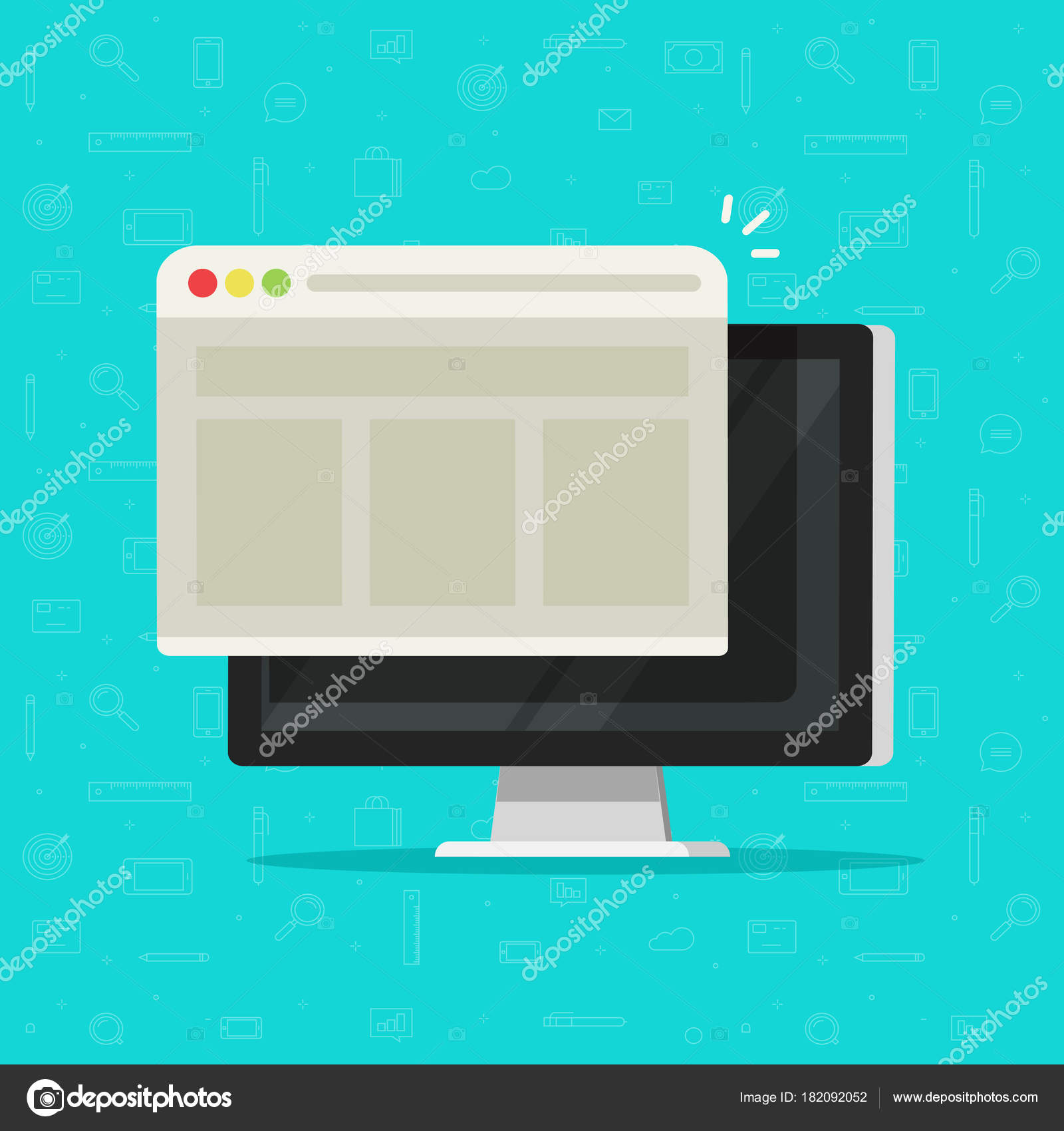 Jendela peramban web pada gambar vektor tampilan komputer, desain ...