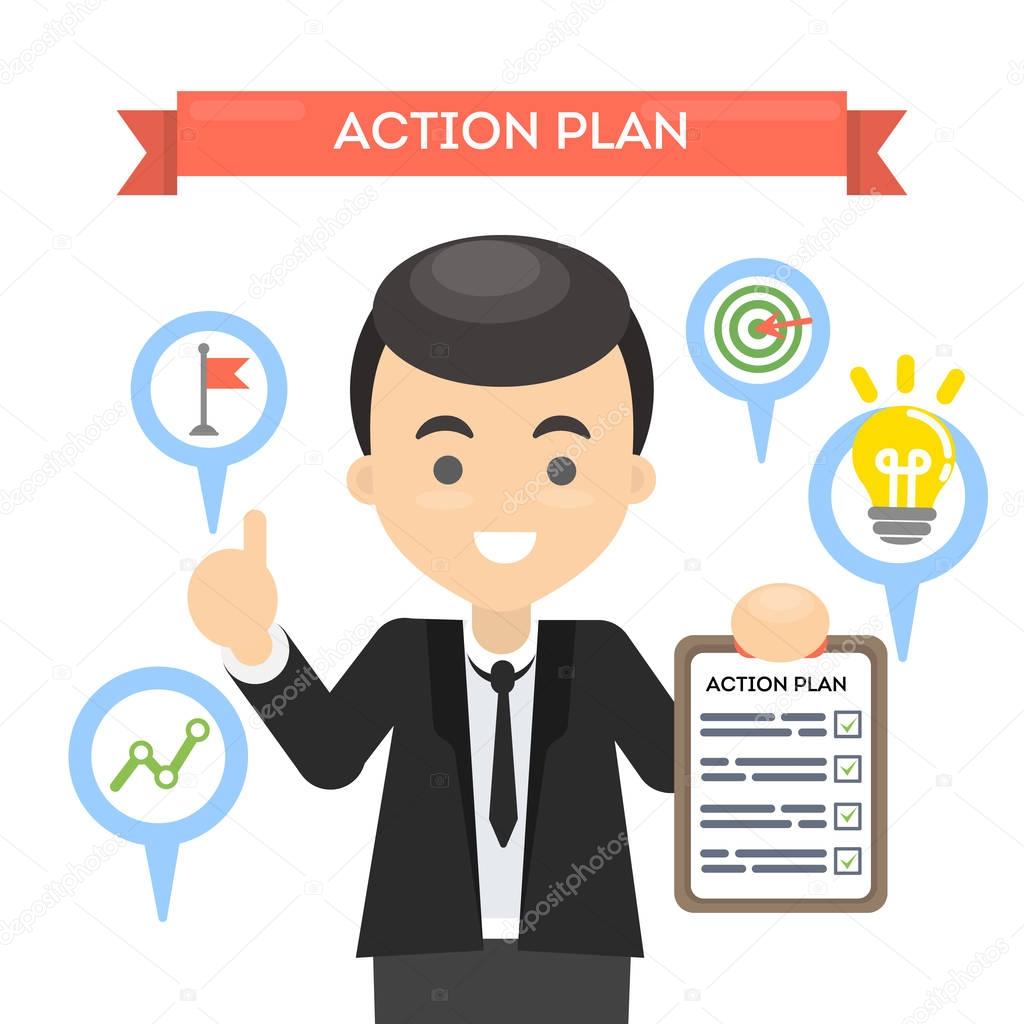 Man with action plan. — Stock Vector © inspiring.vector.gmail.com ...