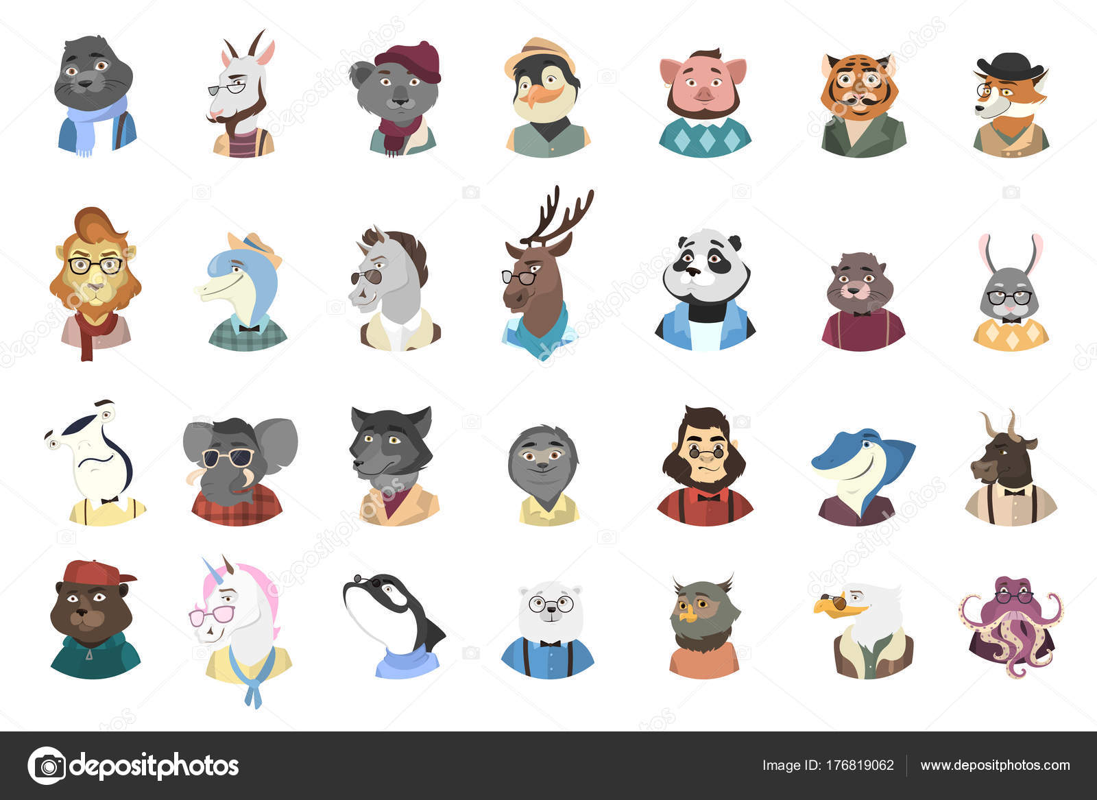 Humanized animals set. — Stock Vector © inspiring.vector.gmail.com ...