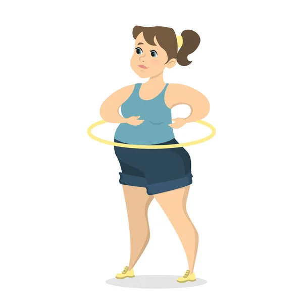 Fat Girl Vector Illustration Character — Stock Vector © Adekvat 126177402