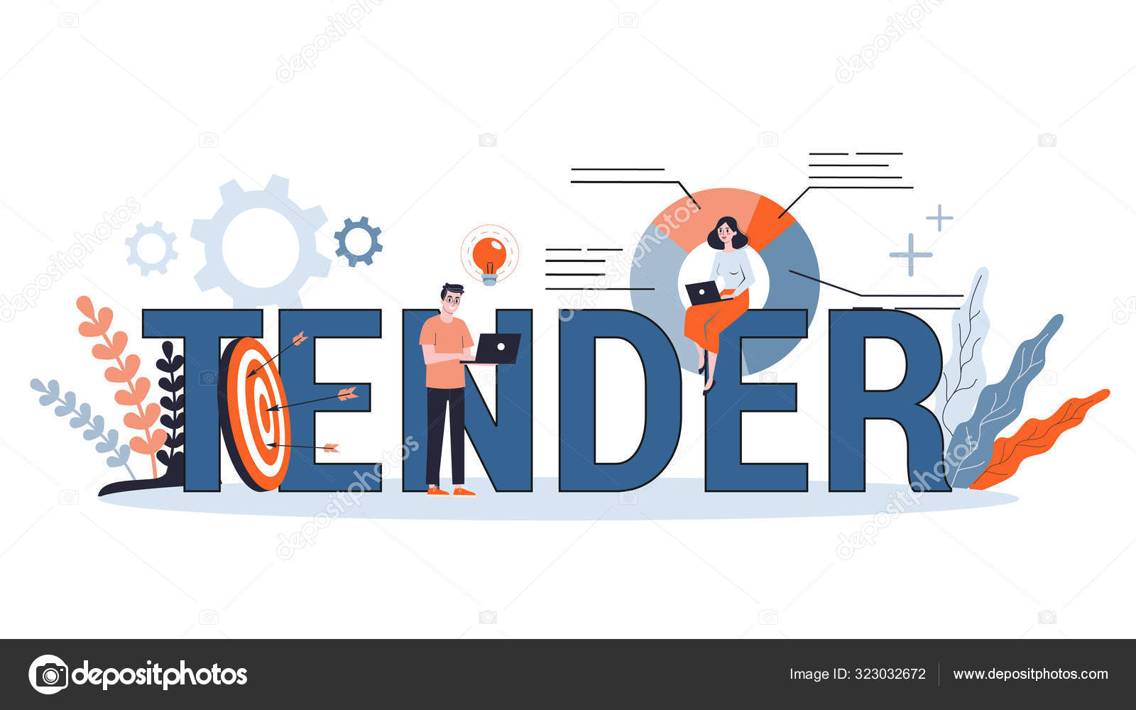Tender concept. Businesspeople launched a tender for company. Stock ...
