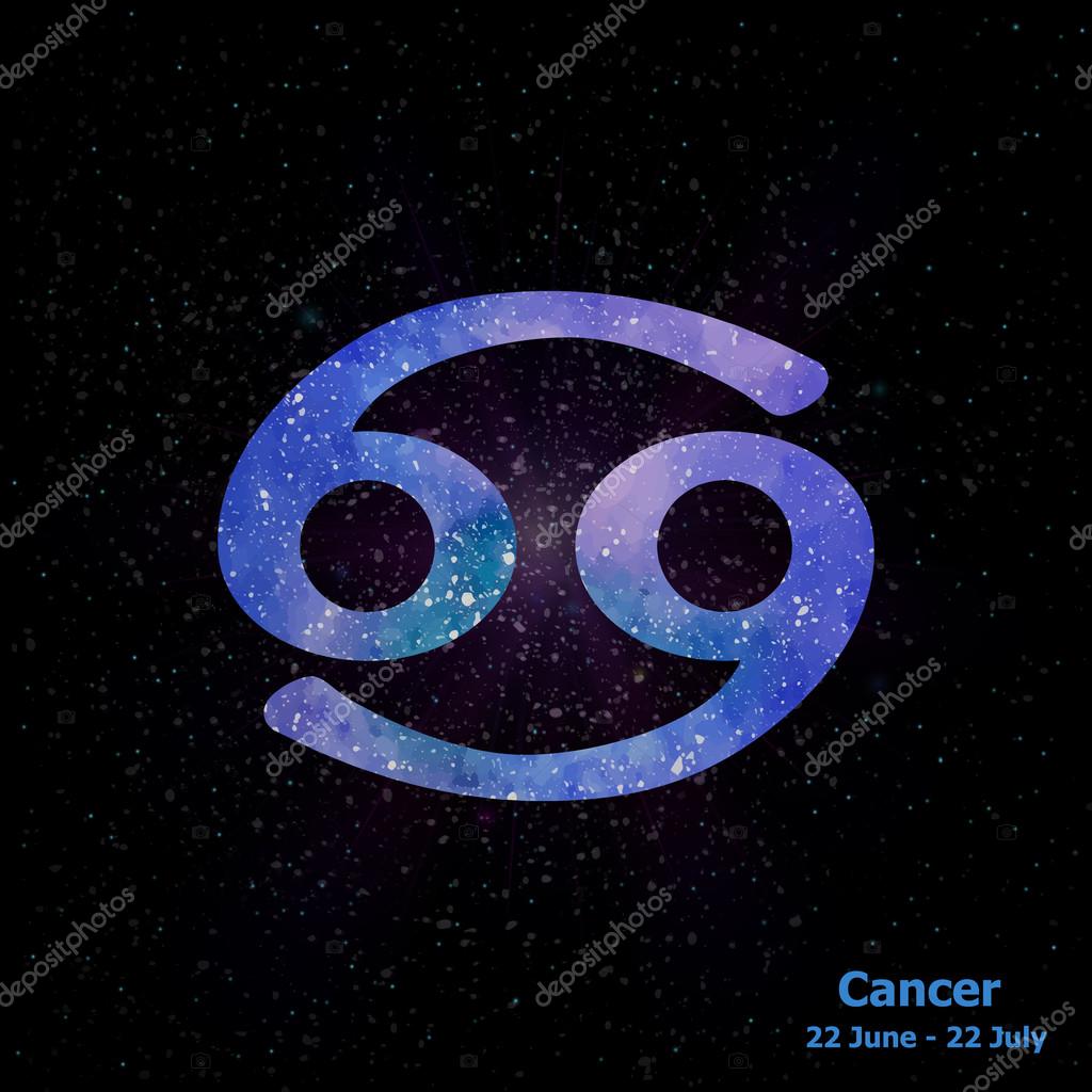 Watercolor Sign Of The Zodiac Cancer On Star Space Background — Stock