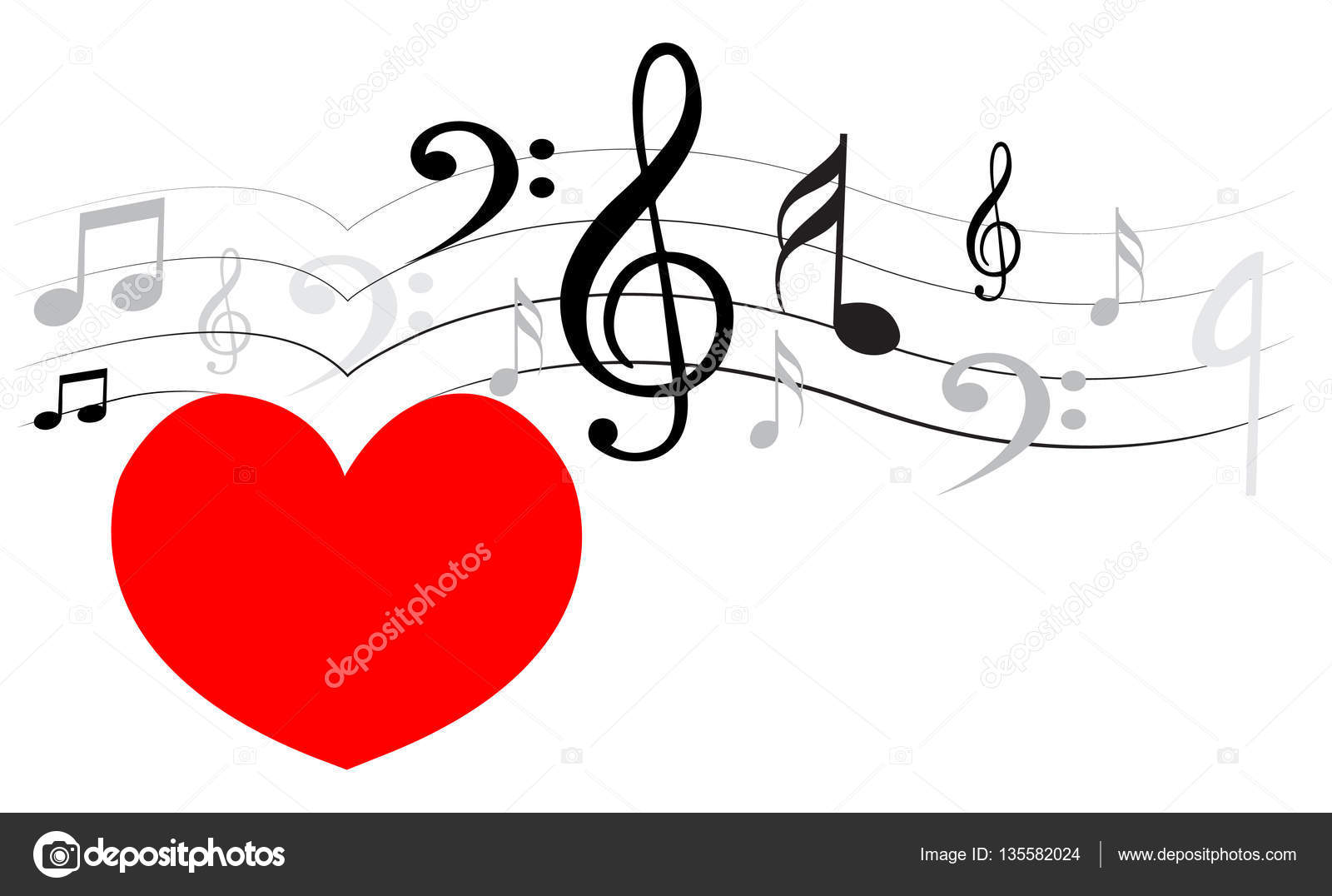 Music Note Design with heart Stock Vector by ©lahiruudara 135582024