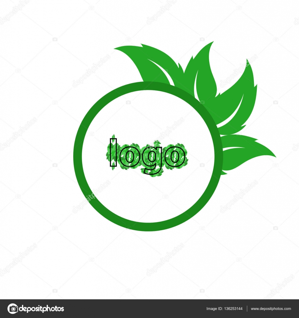 Green round eco logo with leaves — Stock Vector © maxbax #136253144