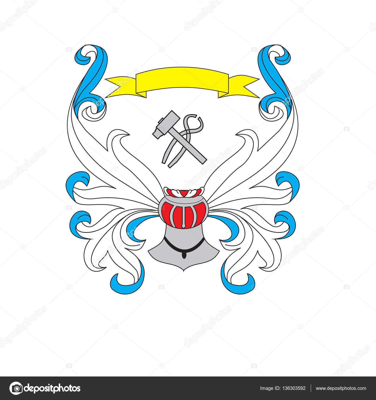 Coat of arms with helmet heraldry Stock Illustration by ©maxbax #136303592