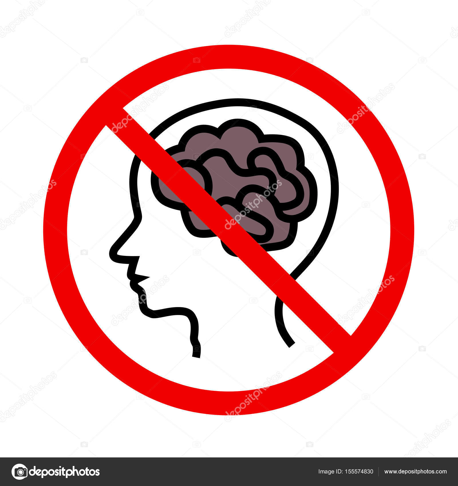 Pára Pensar Proibido Cérebro Sinal Proibido Vermelho Ilustração ...