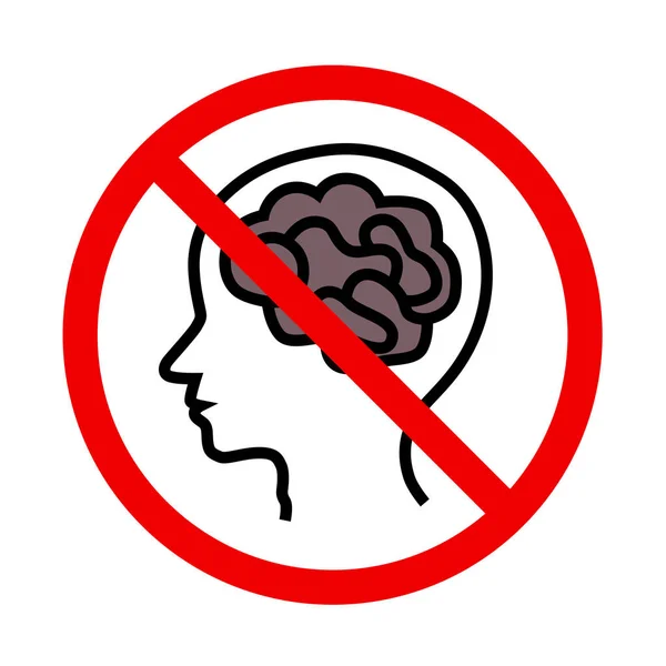 Brain Vector Icon Stop Thinking Red Prohibited Sign Stock Vector Image ...