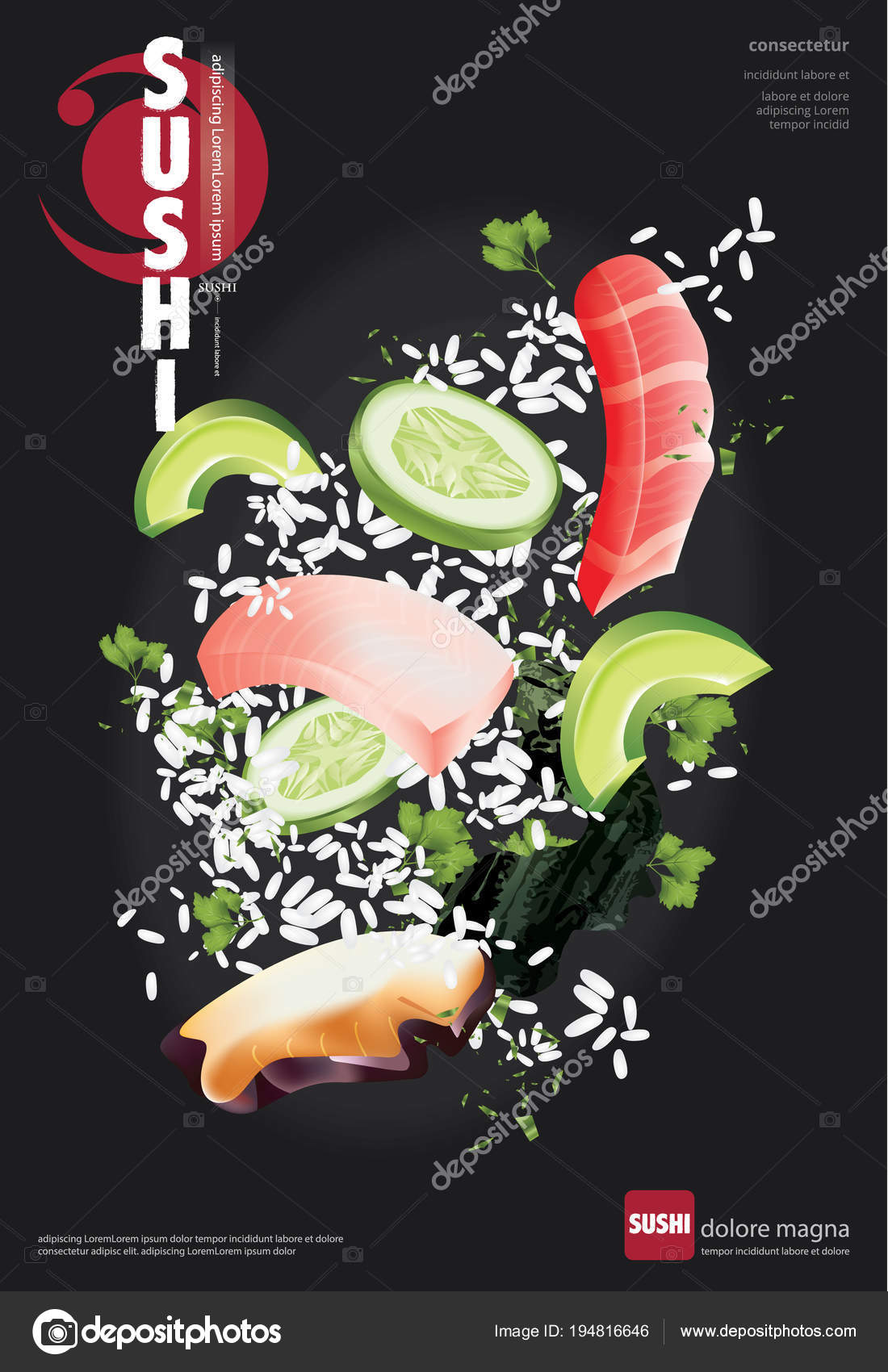 Suşi Restoranı Vektör Illüstrasyonunun Posteri ©pongpongching.gmail.com ...