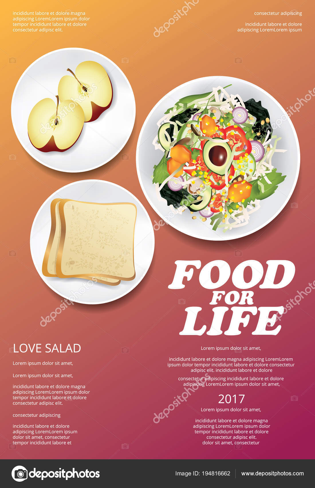 Vegetable Salad Food Poster Design Vector Illustration Stock Vector ...