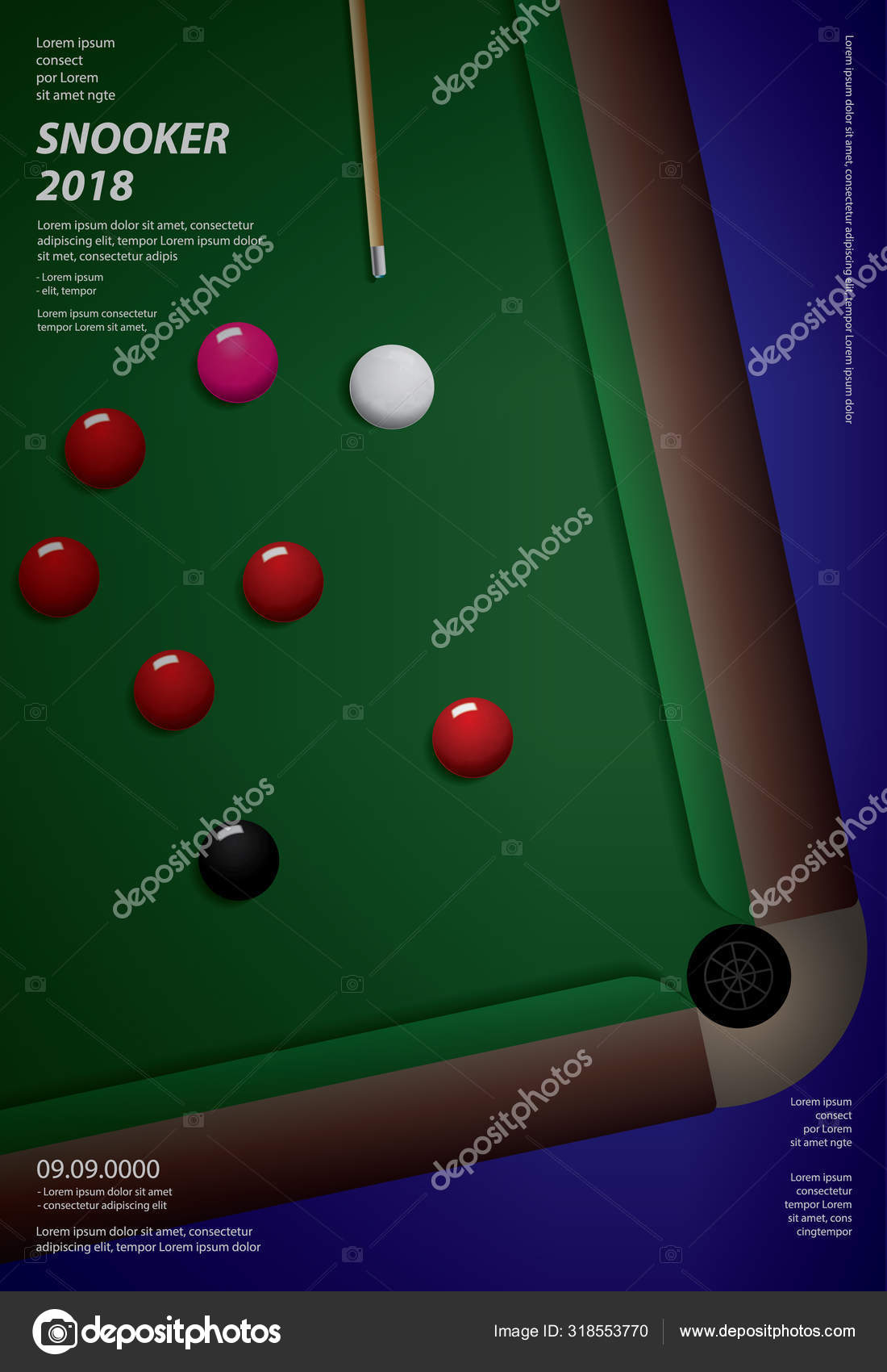 Snooker Championship Poster Design Template Vector Illustration Stock ...