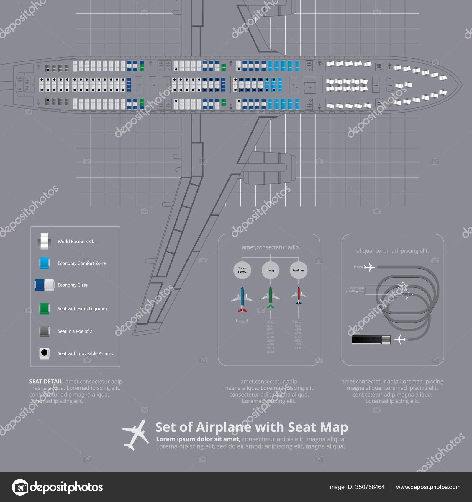 Set Airplane Seat Map Isolated Vector Illustration Stock Vector By ©