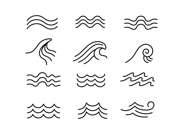 Wave emblems. Ocean water abstract vector isolated logos and symbols ...