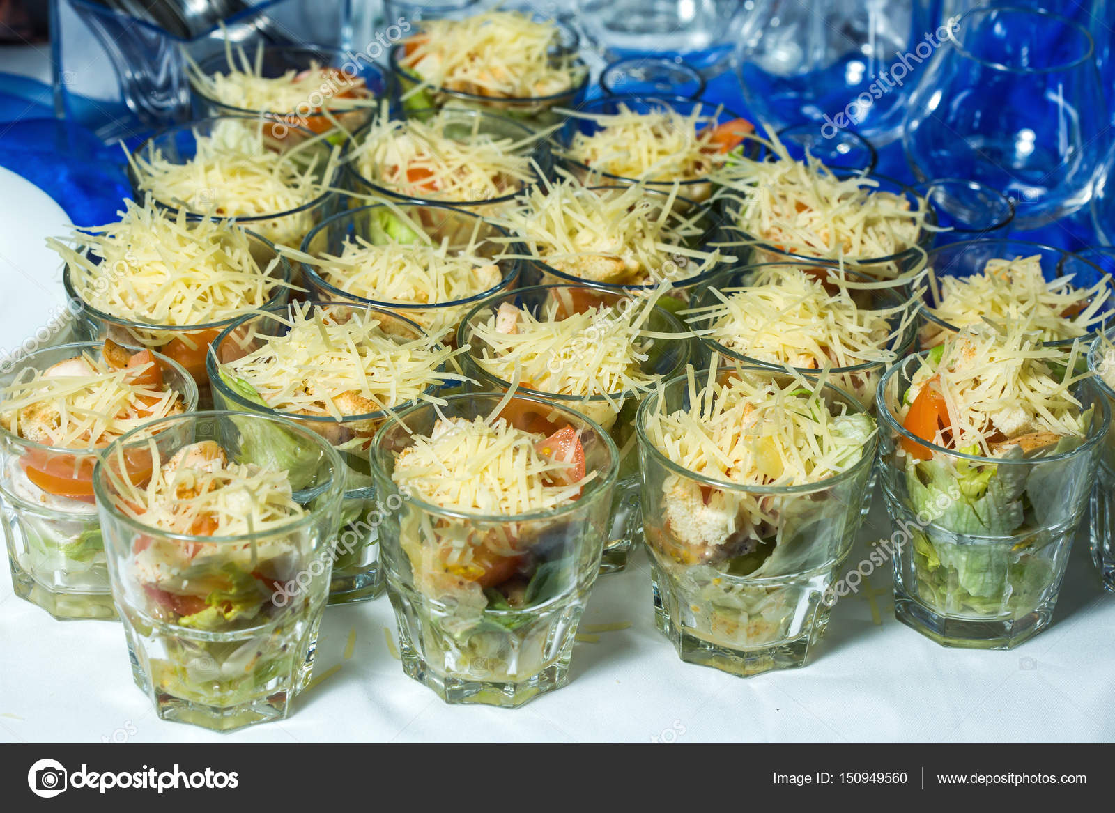 Small glass bowl caesar salad — Stock Photo © sichkarenko_com #150949560