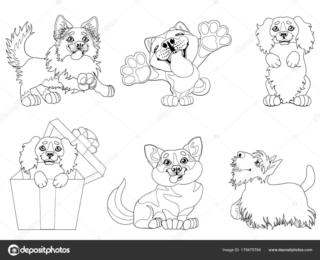 Set puppy dogs contour line Stock Vector Image by ©irbis-nariel.yandex ...