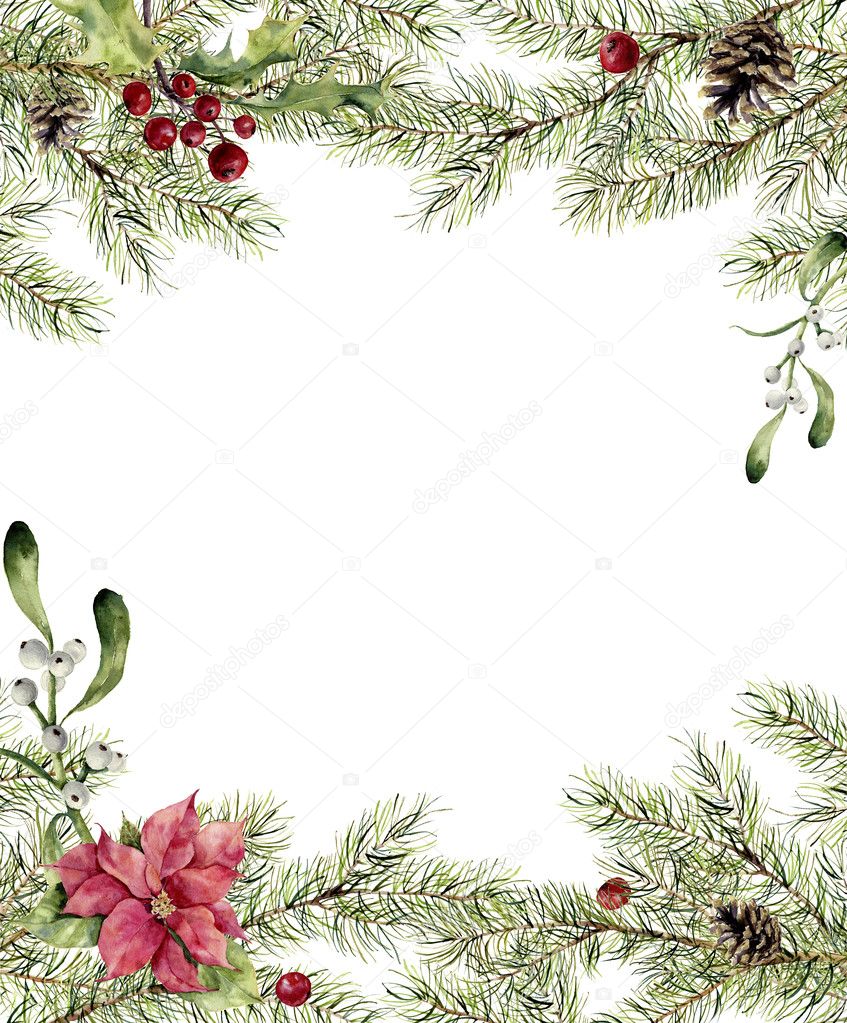 Leaf Holly Border Free Christmas Invitation Template Winter Holly