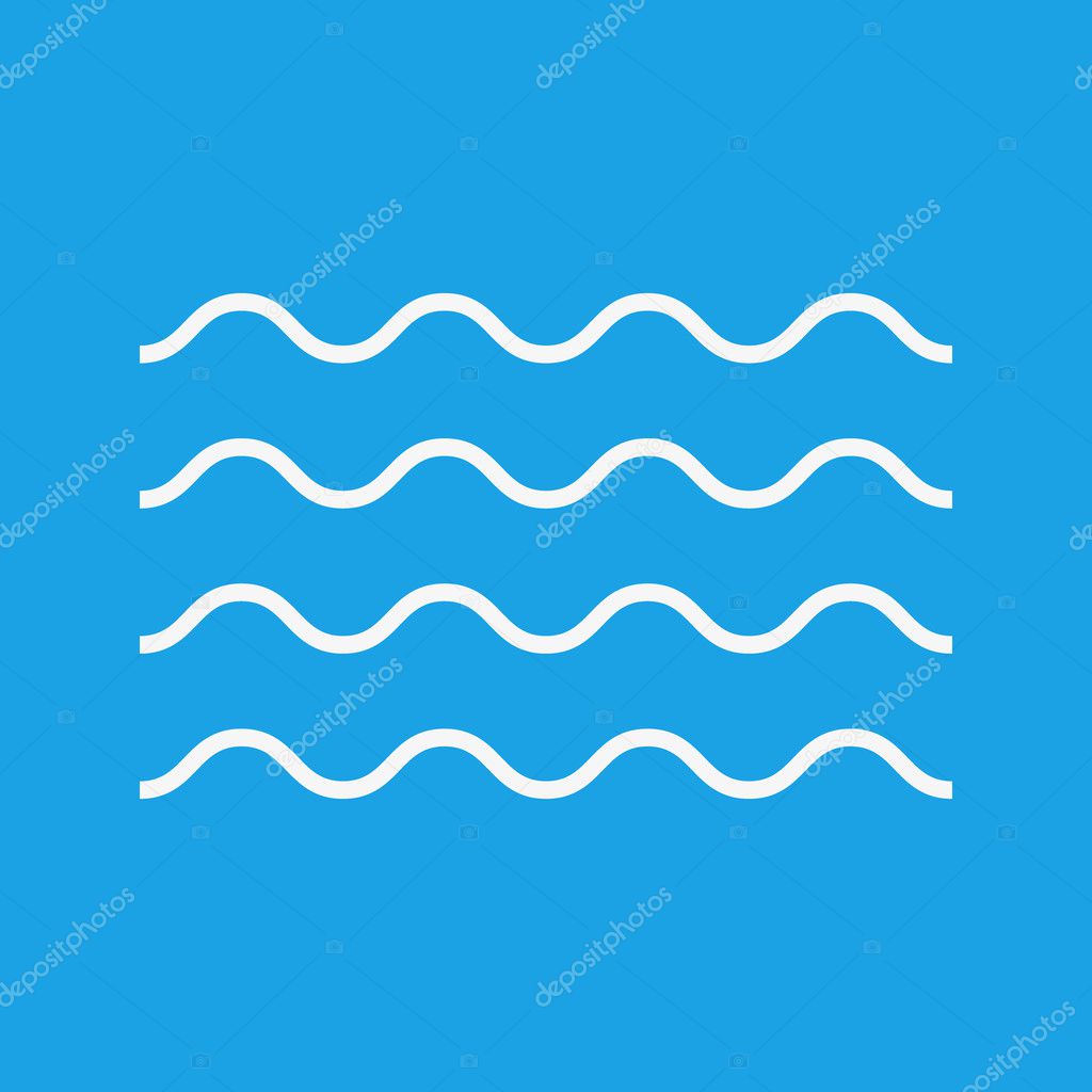 Waves outline icon, modern minimal flat design style. Wave thin line ...