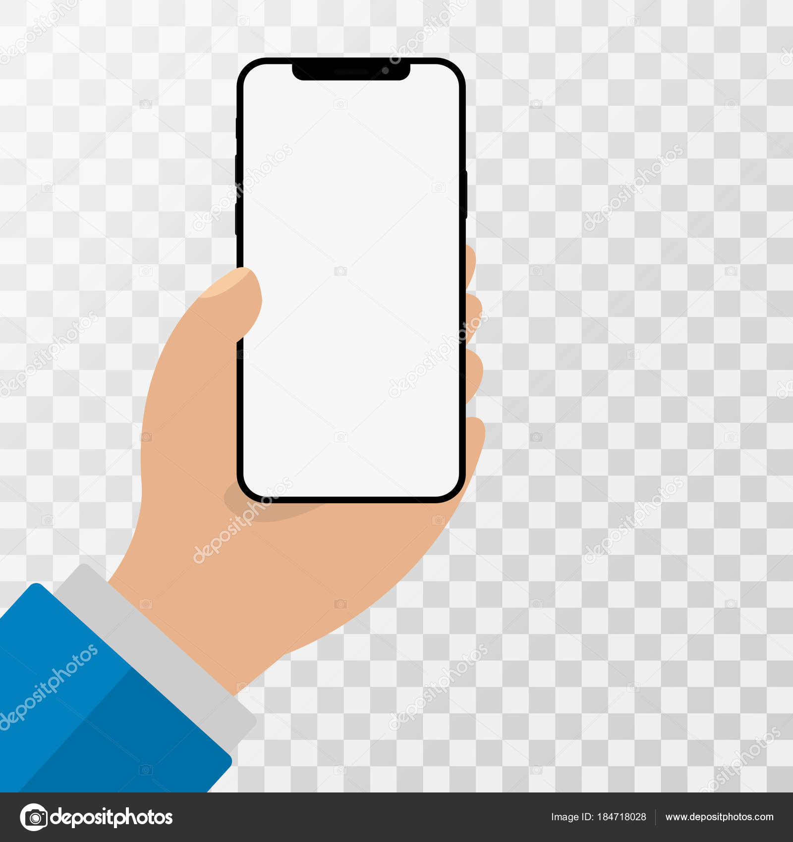 Human Hand Holding Smartphone Mobile Cellular Phone Flat Vector