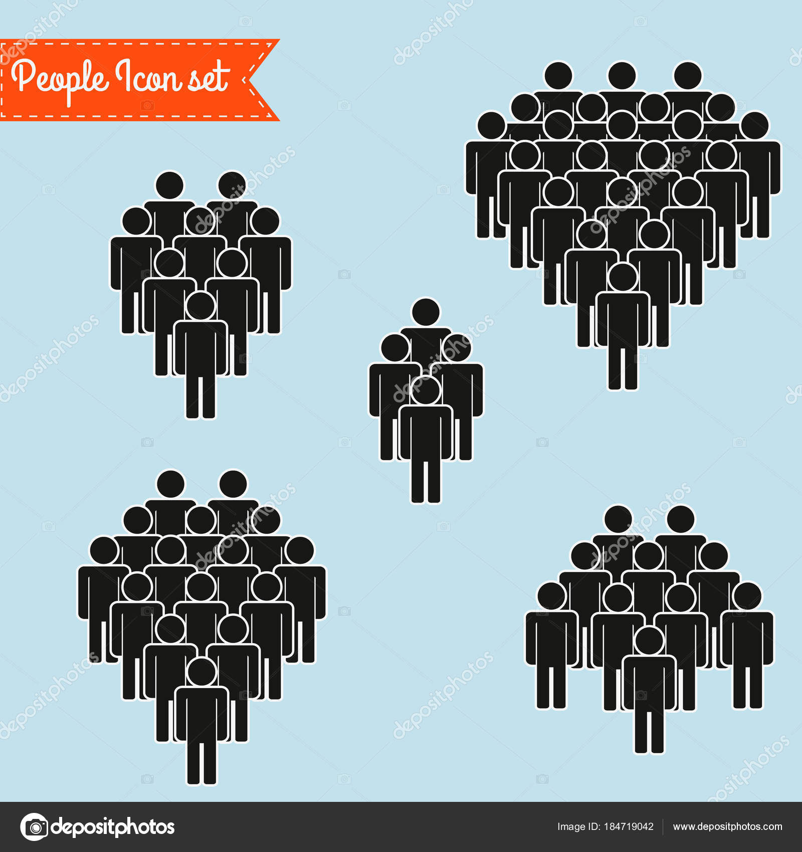 People Icon set in trendy flat style isolated on background. Crowd ...